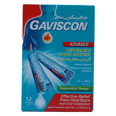 GAVISCON ADVANCE PEPPERMINT 10 ML LIQUISD SACHETS 12'S – Raf Pharmacy