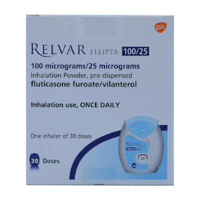 RELVAR ELLIPTA 100/25 MCG INHALER 30 DOSE1'S – Raf Pharmacy